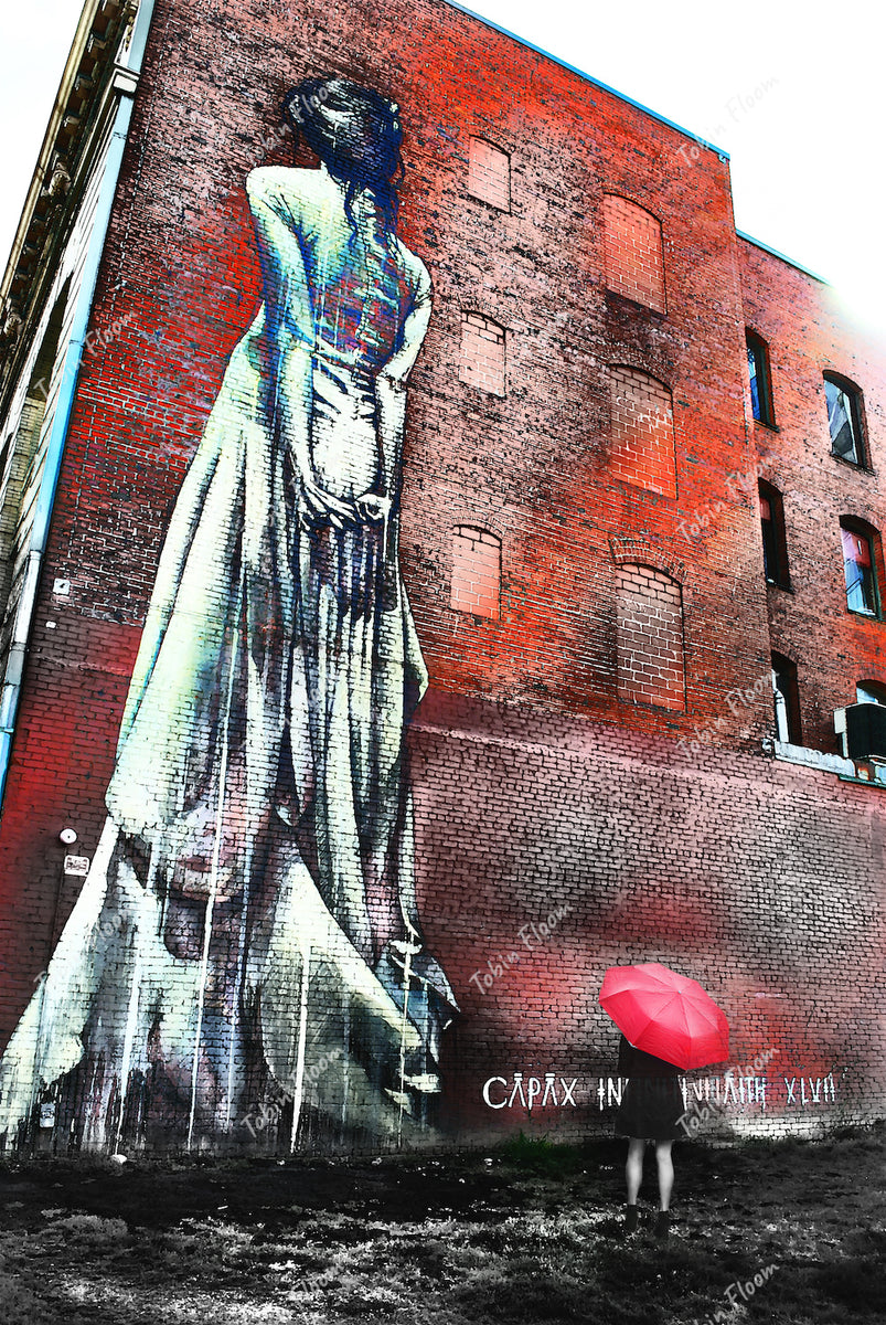 Lady Mural red umbrella – TOBIN FLOOM PHOTOGRAPHY
